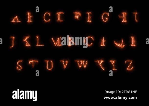 4k ABC Fire Letters Animation/ Animation of a fire alphabet with ...
