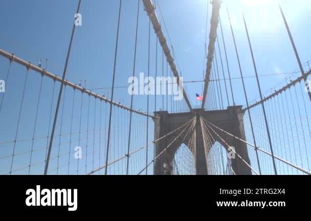 CLOSE UP: Stunning Brooklyn Bridge's cable arrangement formed in a ...