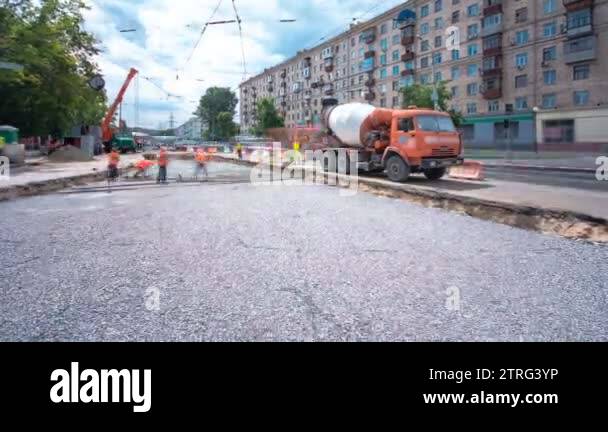 Concrete road construction works Stock Videos & Footage - HD and 4K ...