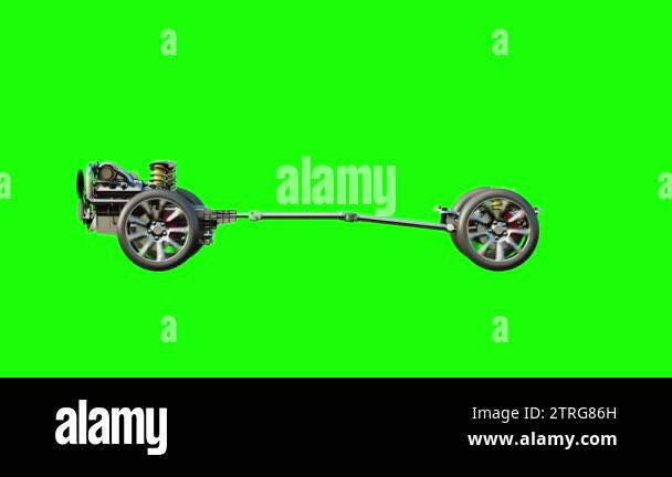 Car chassis with engine isolate. Very fast driving. Auto concept. Green ...