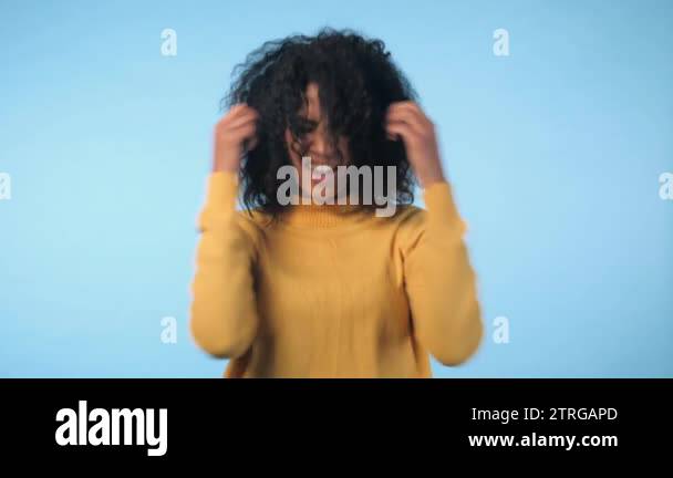 Angry annoyed woman raising hand up to say no stop. Sceptical and ...