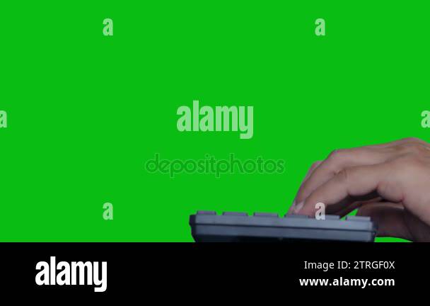 Man typing on computer keyboard in slow motion, Green screen Stock ...
