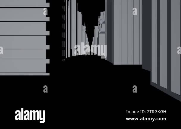 Seamless loop abstract 3D city concept rendering. Digital buildings ...