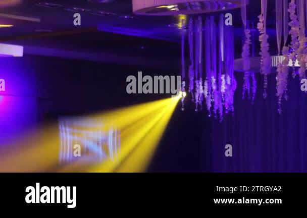 Stage lights at the concert with fog, Stage lights on a console ...