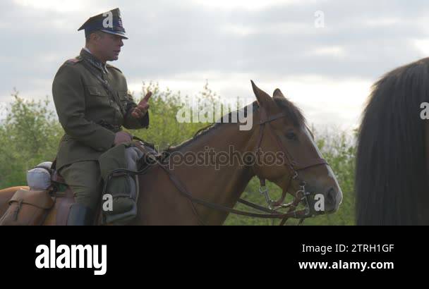 Polish Flag Day Opole Man Sitting on War Horse Soldiers Going to Ride ...