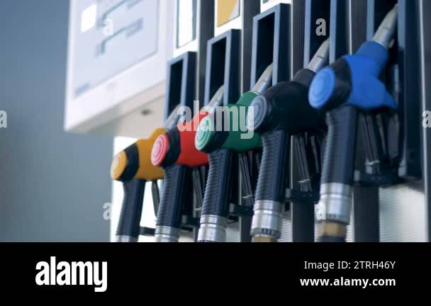 Petrol station equipment, close up. filling station, petrol station ...
