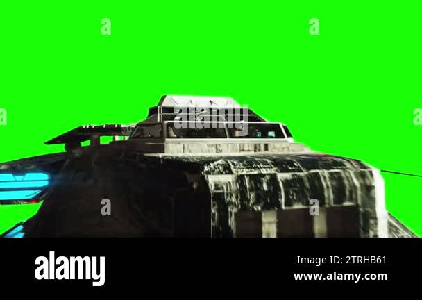 Futuristic space ship. realistic metal surface ship, displacement and ...