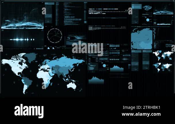 Futuristic digital interface screen. Streaming and flashing computer ...