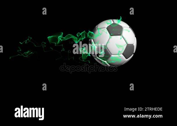 Rotating soccer ball on a black background, video loop, with alpha ...