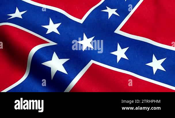 closeup of animation waving confederate flag of the national states of ...