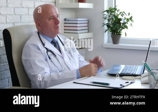 Doctor Presentation Making Enthusiastic Hello Hand Gestures from ...