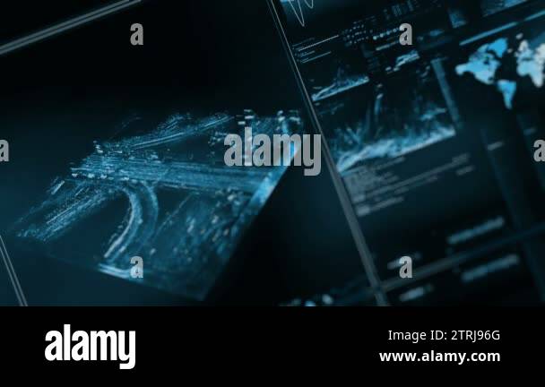 Futuristic digital interface screen. Streaming and flashing computer ...