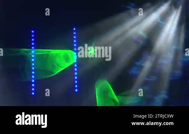 Stage lights at the concert with fog, Stage lights on a console ...