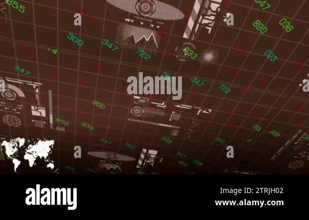 world - Grid of information - digital technology - numbers shifting ...