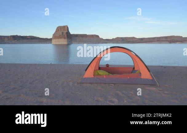 Empty tent Camping Lone Rock Lake Powell Stock Video Footage - Alamy