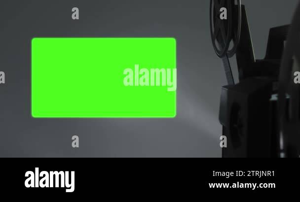 old movie film projector with 16 x 9 aspect ratio chroma key green ...
