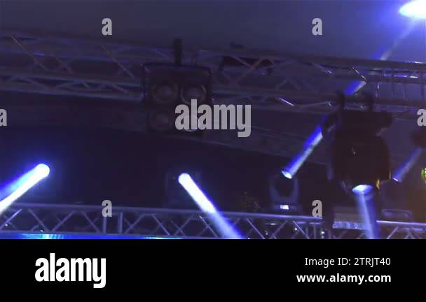 Stage lights at the concert with fog, Stage lights on a console ...