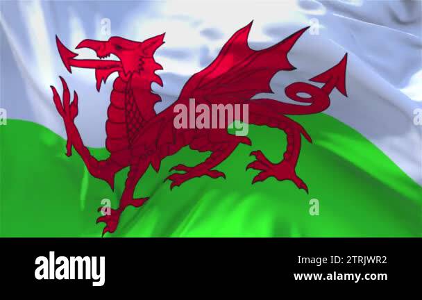 298. Wales Flag Waving in Wind Continuous Seamless Loop Background ...