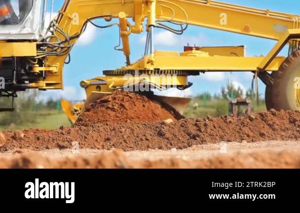 Motor grader leveling ground construction Stock Videos & Footage - HD ...