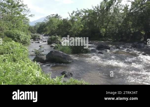 The deep mountain river after a tropical rain, Amazing riverscape with ...