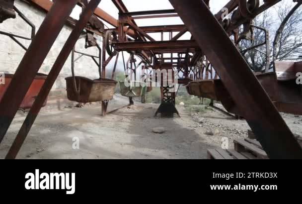 Second station of old Cable Car Chilecito-La Mejicana mine. Detail of ...