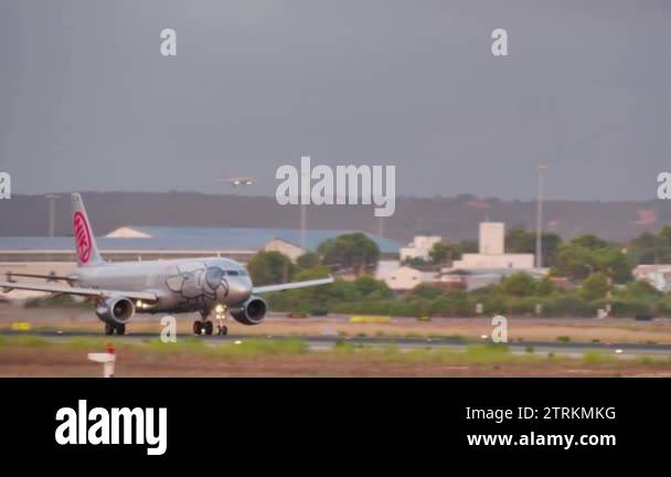 Airbus A320 Taking Off at Majorca Airport. Passenger airplane taking ...