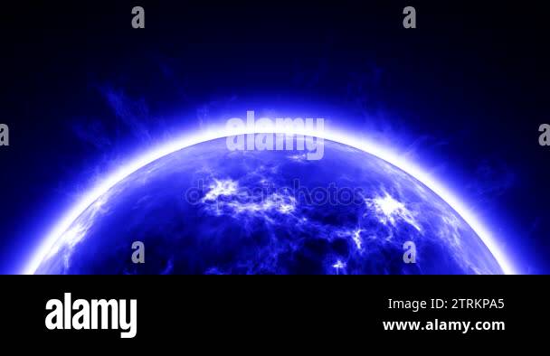 Burning Blue Planet With Wavering Energy Bursting Out on Surface ...