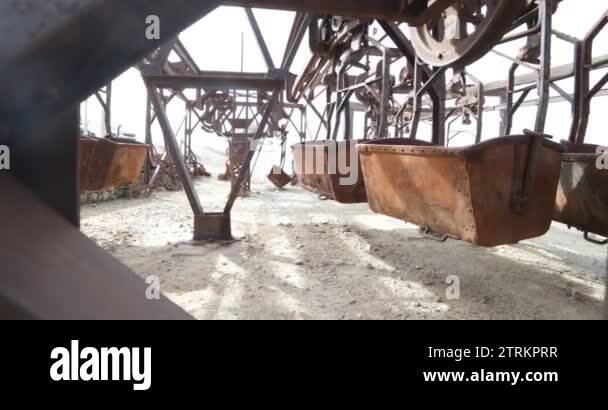 Second station of old Cable Car Chilecito-La Mejicana mine. Detail of ...