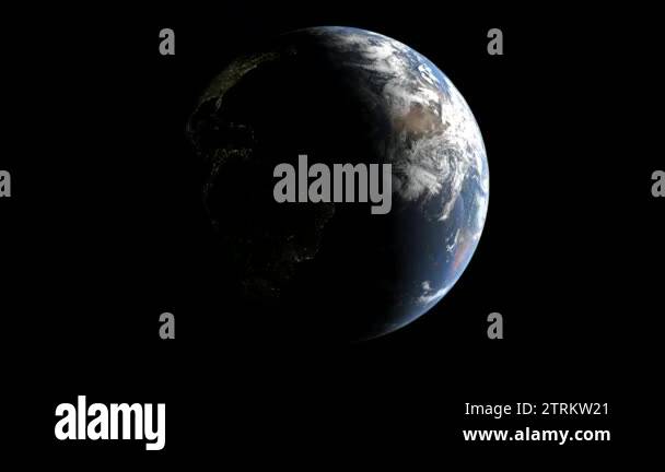 Planet earth illuminated by the sun rotates on a transparent background ...