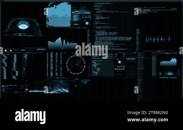 Futuristic digital interface screen. Streaming and flashing computer ...