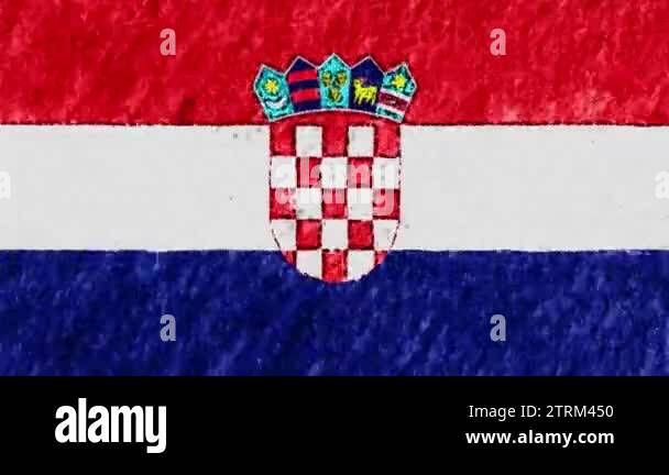 stop motion pastel chalk crayon drawn Croatia flag cartoon animation ...