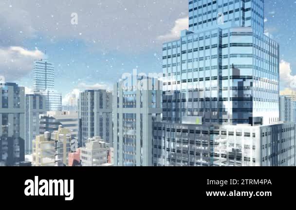 Modern high rise buildings at snowfall 4K animation Stock Video Footage ...