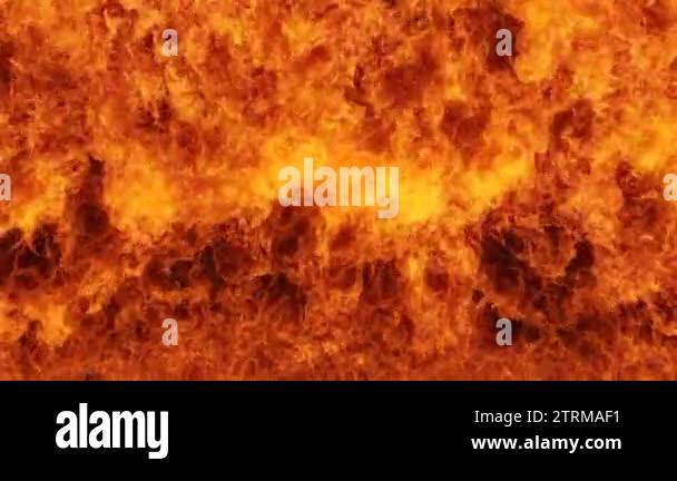 Inferno fire wall in slow motion with seamless loop isolated, hell fire ...