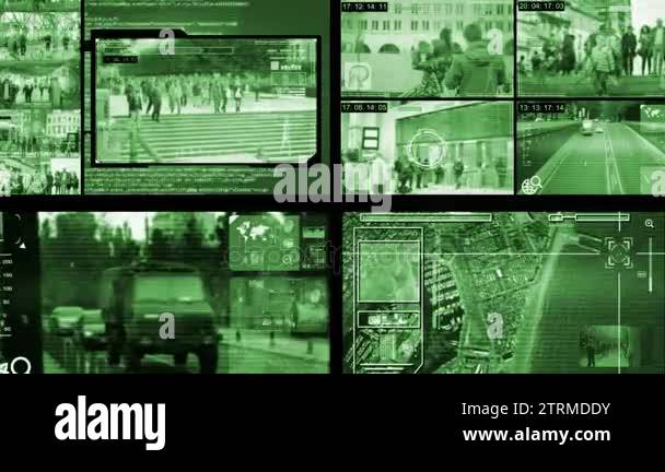 Screen - Surveillance - Monitor - Green Bars Stock Video Footage - Alamy