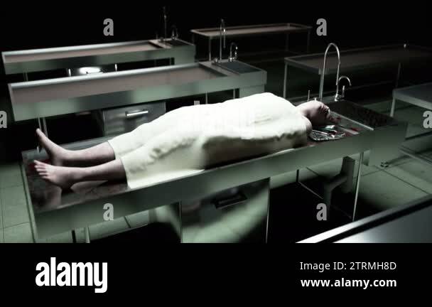 cadaver, dead male body in morgue on steel table. Corpse. Autopsy ...
