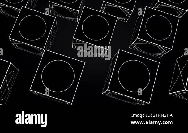 Motion Cubes Loop Animation Rotating Cubes Of White Lines On Black Background Stock Video