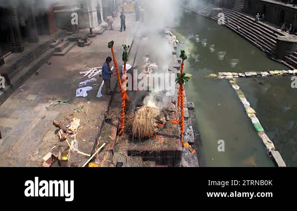 Process of cremation the dead. The traditions and customs of the locals ...