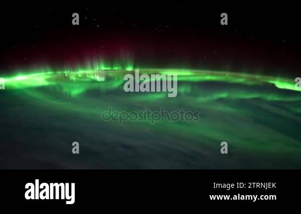 Northern lights view from space. Animation. Northern lights from the ...