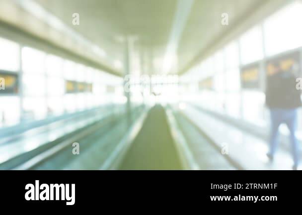 Slow motion in airport - point of view pov of passenger walking on ...