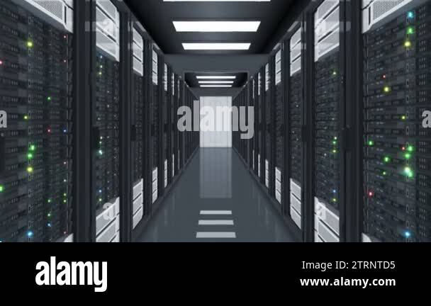 Datacenter Server Room Flying Through. Abstract Looped 3d Animation of ...