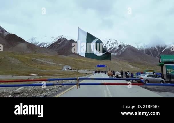 Pakistani Flag waving on the Pak China Border Khunjerab Pass In To ...