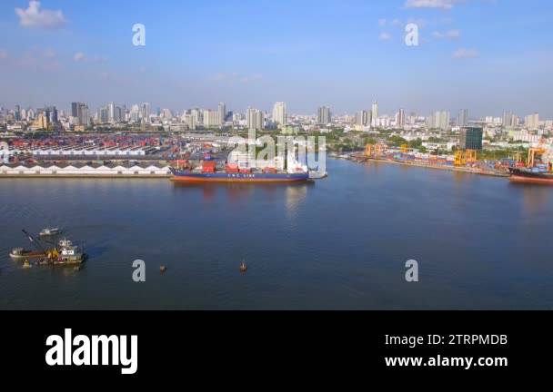 BANGKOK THAILAND - DECEMBER 27: container cargo ship, import export ...
