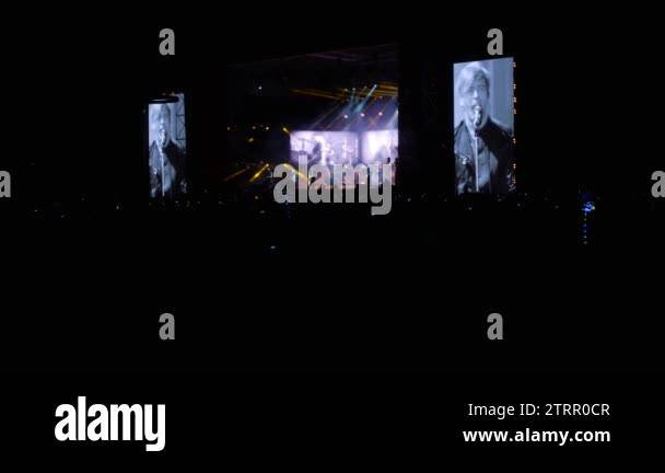 BOBRUISK, BELARUS - JULY 6, 2018: a crowd of people watch on stage ...
