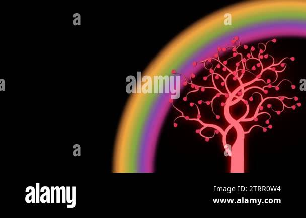 Animated growing shiny tree with beautiful rainbow Stock Video Footage ...