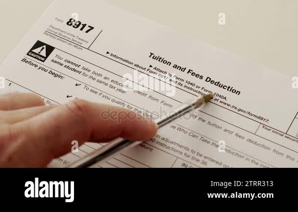 IRS Form 8917 Tuition Fees Deduction Stock Video Footage - Alamy