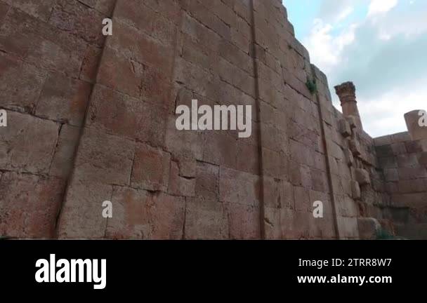 Ancient historical wall of an ancient Roman temple Stock Video Footage ...