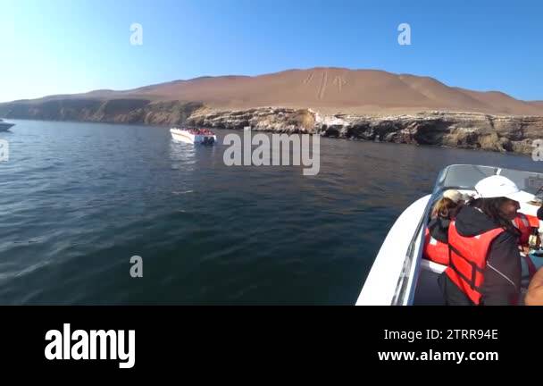 Paracas, Peru - September 2017: Tourists visiting the ancient giant ...