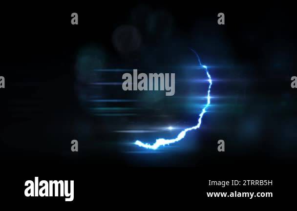 animated Blue Lightning bolt loop flight on black background seamless ...