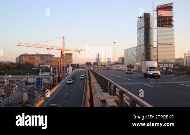 Cars move on Third Ring Road and buildings under construction Stock ...