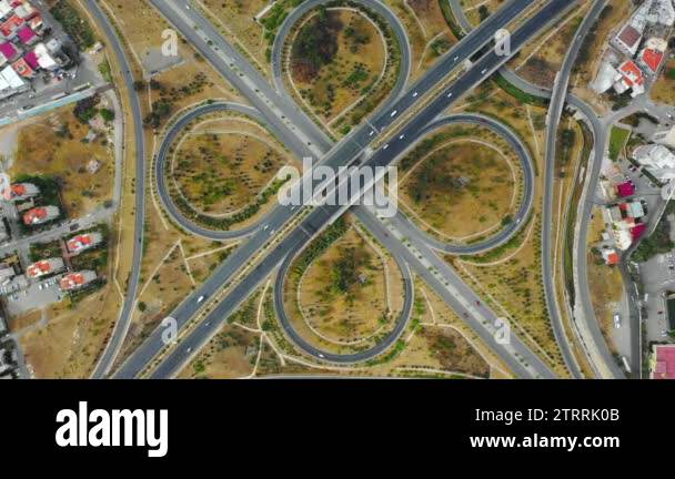 Overhead aerial view of the circular shaped highway, one of the most ...